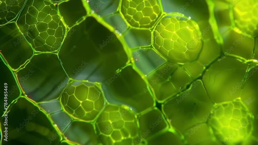 An intricate network of green chloroplasts can be seen inside the plant ...