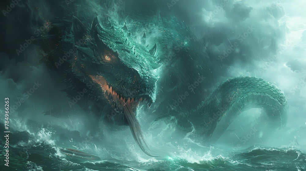 Ancient Prehistoric Serpent From another world. Shrouded in a sinister ...