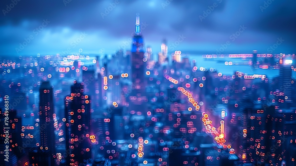 wallpaper of bokah on a city background, blue, cyan, cinematic Stock ...