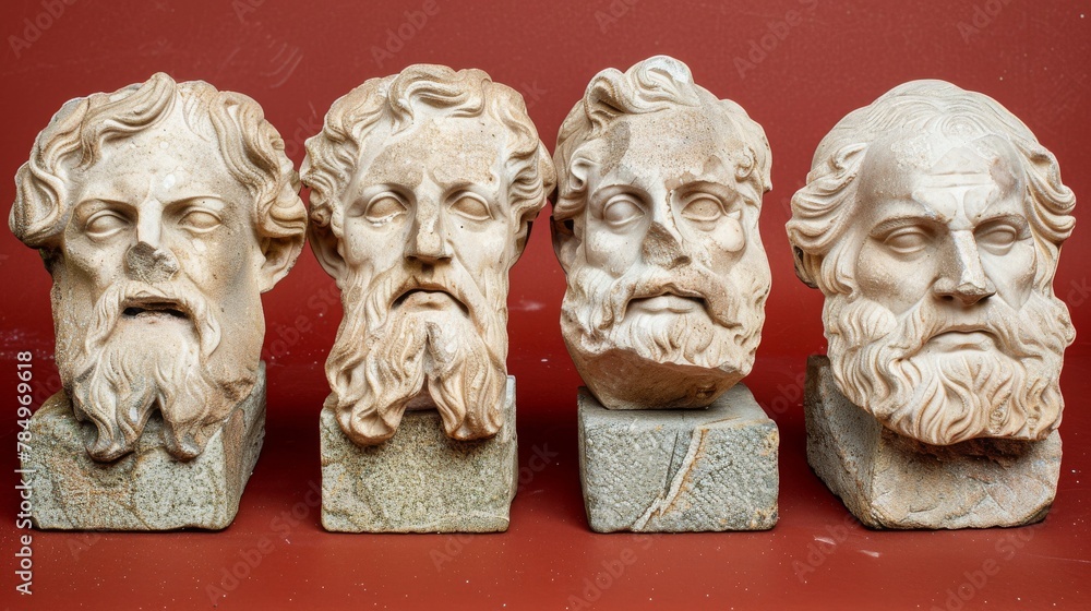 Classical ancient marble gypsum stoic, roman, greek bust, busts head ...