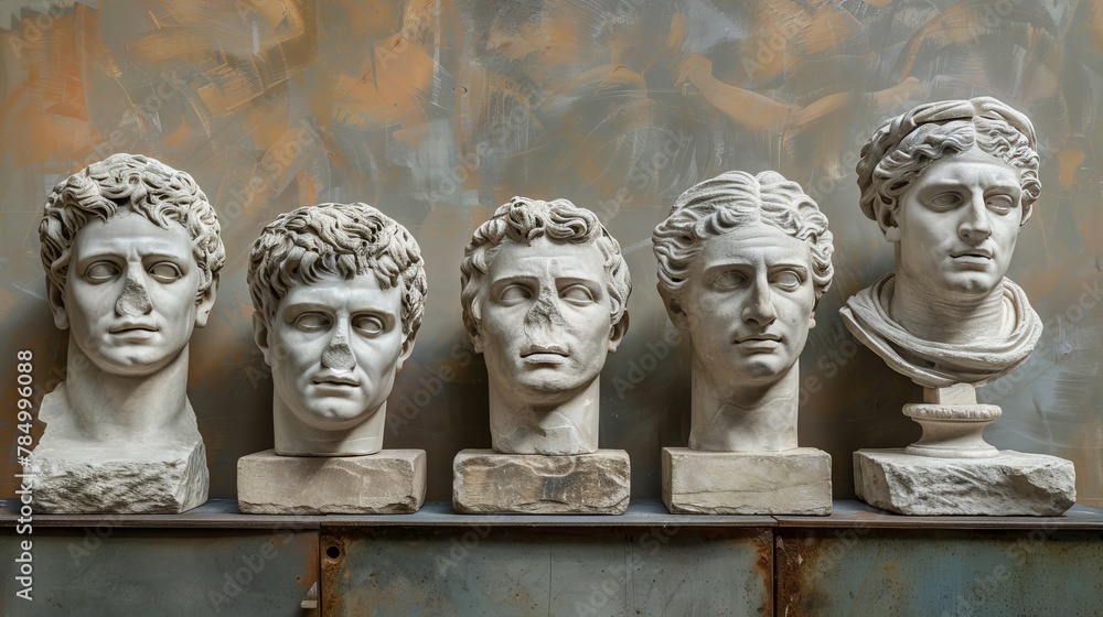 Ancient classical marble gypsum stoic, roman, greek bust, busts head ...