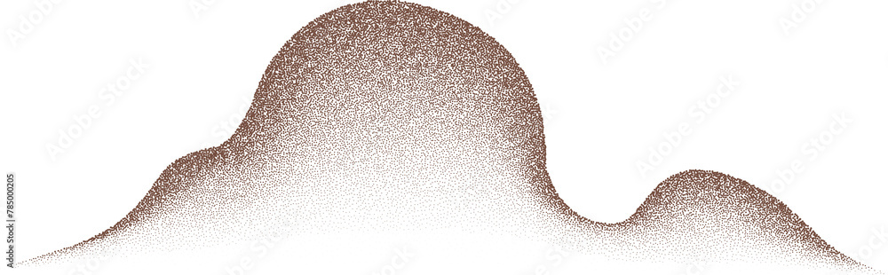 Noisy grainy mountain with gradient stipple sand effect. Dotted black ...