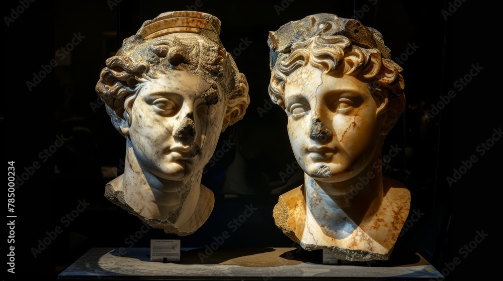 Ancient classical marble gypsum stoic, roman, greek bust, busts head ...