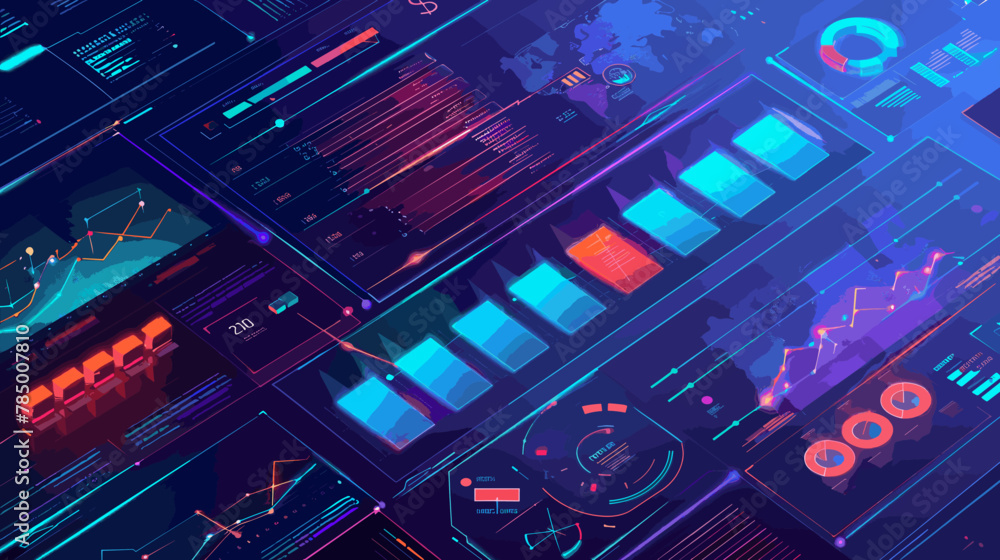 Business data analytics design concept, flat vector illustration of ...