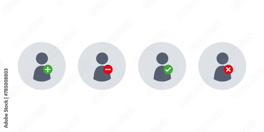Account user icon profile default avatar icon set with plus, minus ...