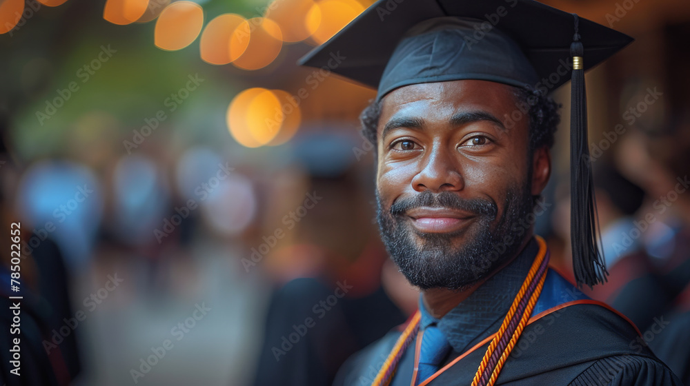 Academic Achievement: Man Graduating with Cap, Gown, and Diploma Stock ...