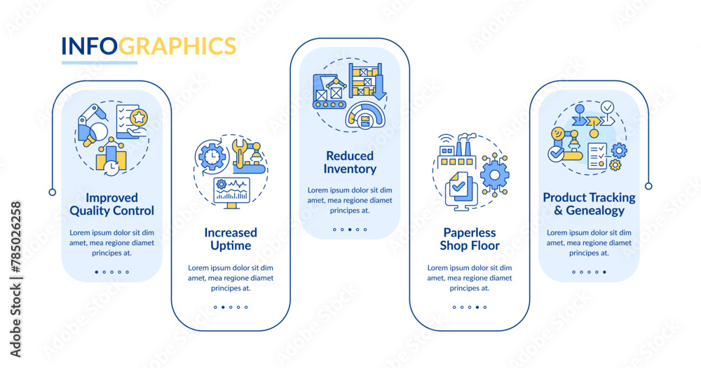 Production automatization rectangle infographic template. Data ...