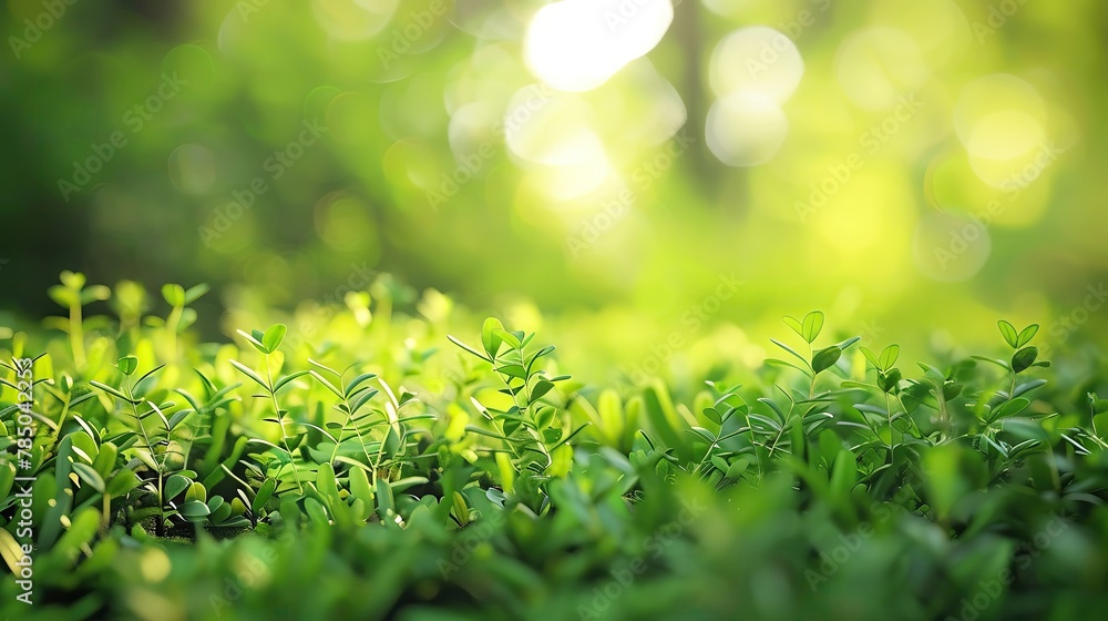 Sensory garden with tactile plants, blurred nature background, closeup ...