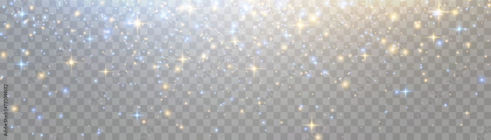 Vector flying particles of light. Magical light dust, dusty shine ...