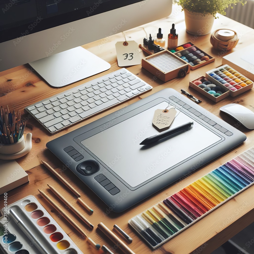 Working table, designer's working table, Wacom drawing painting tablet ...