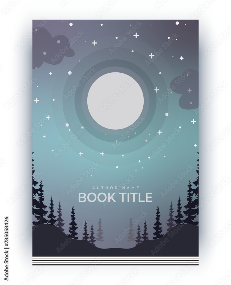 Front page of Book Cover Design With Moon scenery, Flyer Poster Book ...