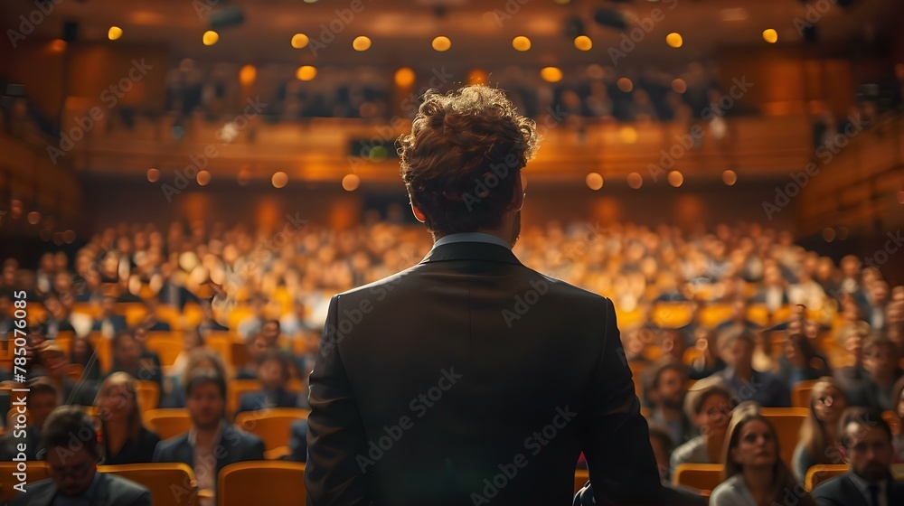 Speaker Engages Captivated Audience in Auditorium. Concept Auditorium ...