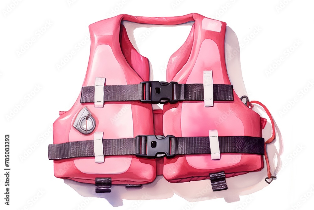 Pair of pink life jacket isolated on white background, clipping path ...