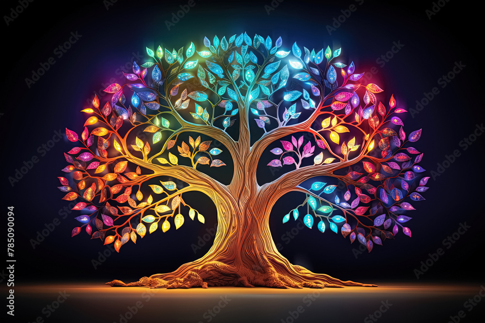 Colorful sacred spiritual Tree of Life fantasy background. Cycle of ...