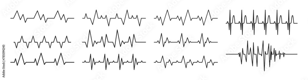 Heart rhythm set, Electrocardiogram, ECG EKG signal, Heart rate monitor ...