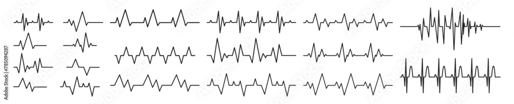 Heart rhythm set, Electrocardiogram, ECG EKG signal, Heart rate monitor ...