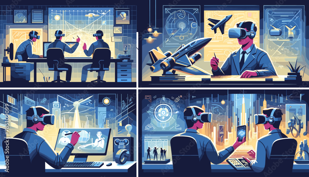 Conceptual concept of AR and VR technology images combined with ...