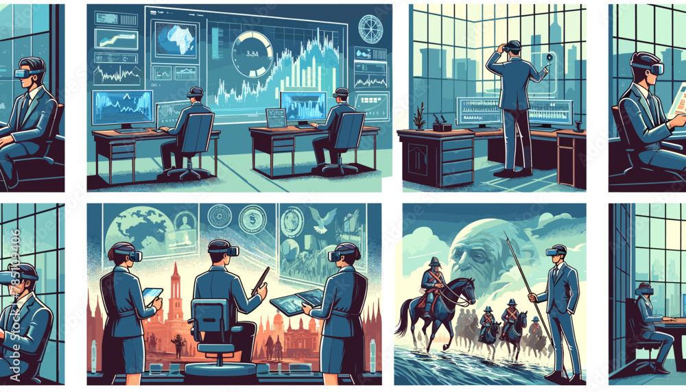 Conceptual concept of AR and VR technology images combined with ...