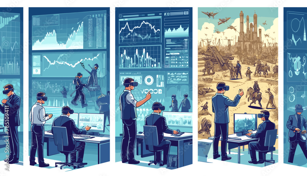 Conceptual concept of AR and VR technology images combined with ...