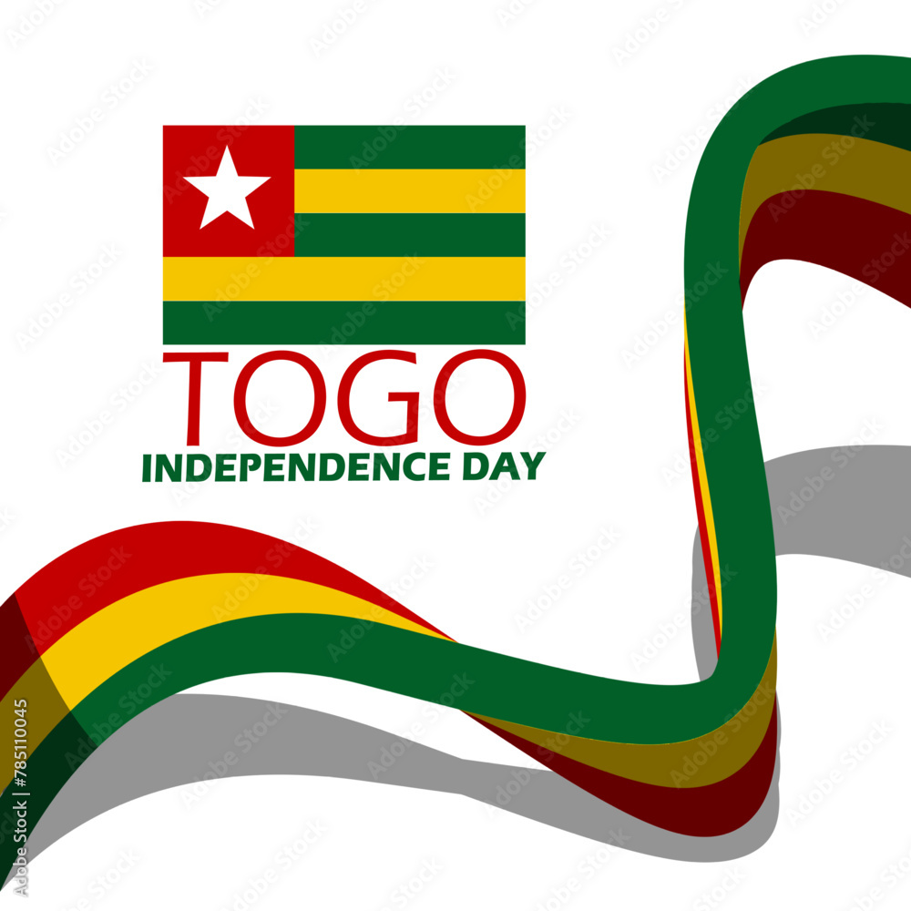 Togo Independence Day event banner. Togo flag with ribbon on white ...