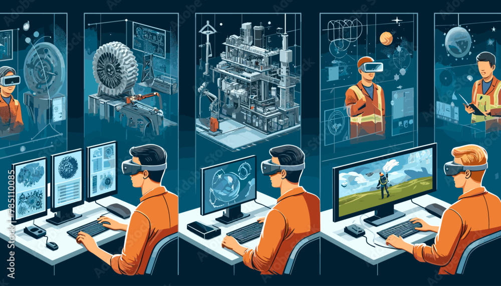 Conceptual concept of AR and VR technology images combined with ...