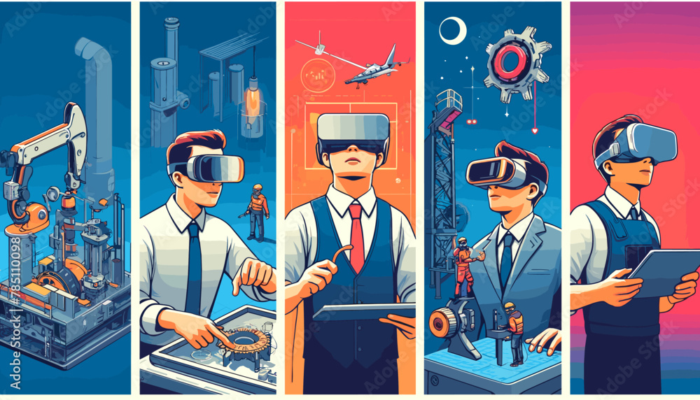 Conceptual concept of AR and VR technology images combined with ...