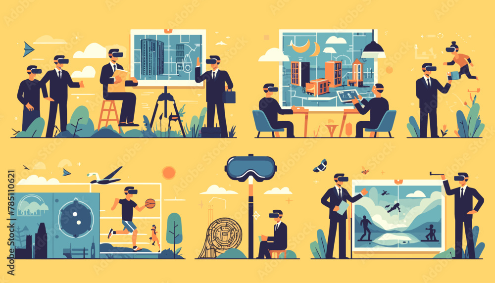 Conceptual concept of AR and VR technology images combined with ...