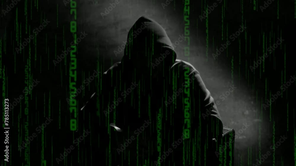 Vidéo Stock Anonymous man in a hood interview video footage. Mysterious ...