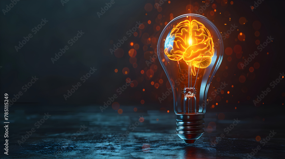 Light bulb with a glowing brain inside represents the potential for ...