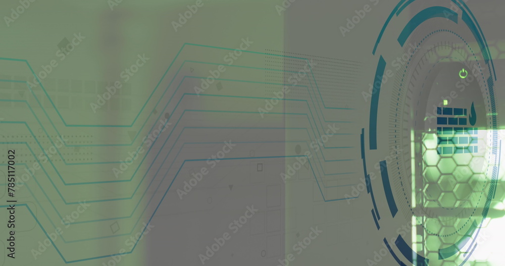 Image of firewall icon in circle over data server system Stock Photo ...