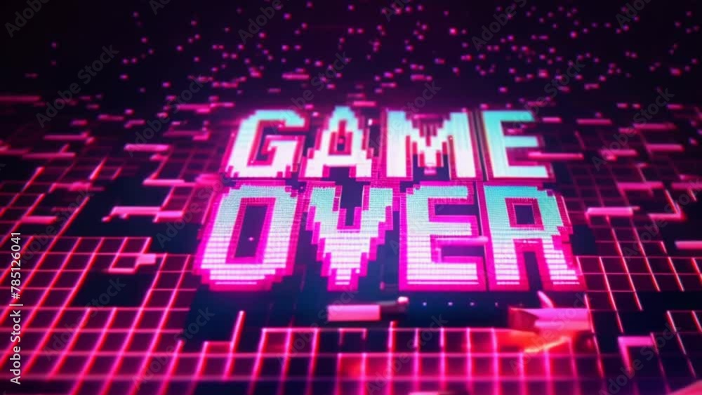 Game over Pixel art design. Arcade retro banner, digital pixel 8-bit ...