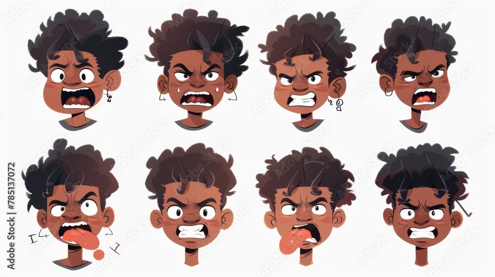An illustration of African American teen boy lips sync collection ...