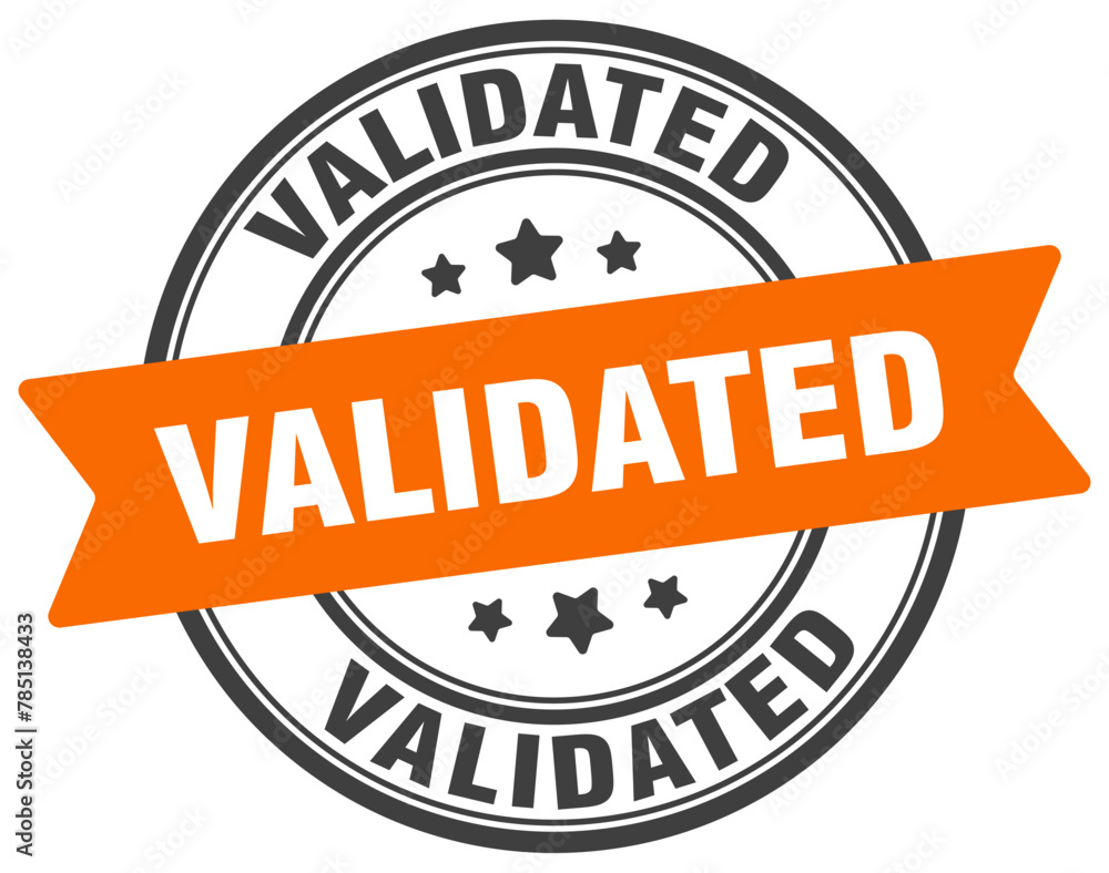 validated stamp. validated label on transparent background. round sign ...