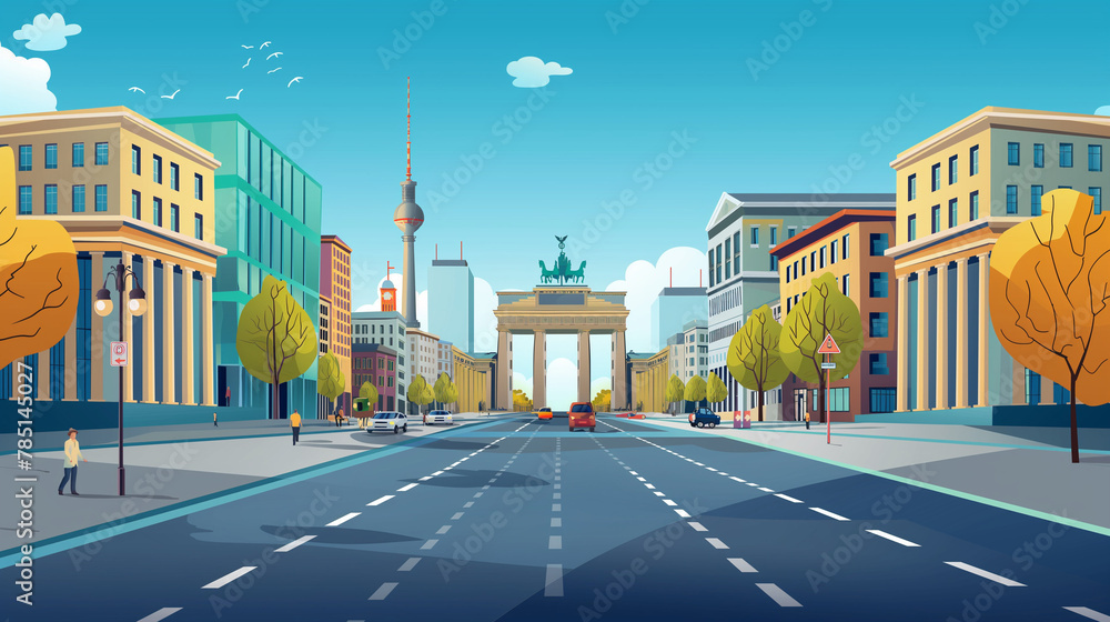 vector of famous landmark of central Berlin city with Berlin cathedral ...
