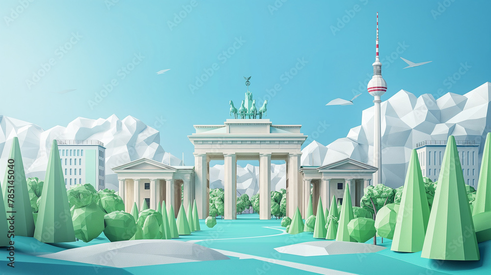 vector of famous landmark of central Berlin city with Berlin cathedral ...
