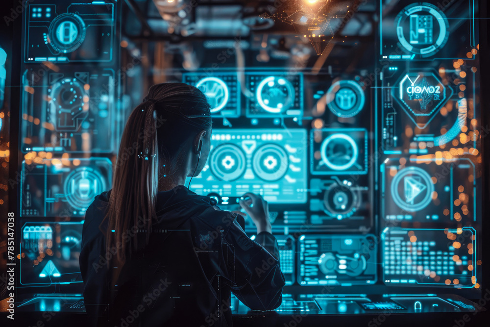 Biometric facial recognition system. Face ID, verifies identity ...