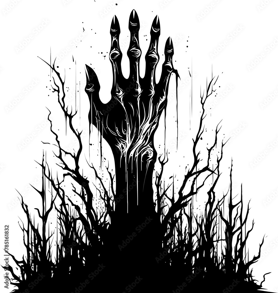 Rotting Reach Vector Logo with Zombie Hands Eerie Embrace Emblematic ...