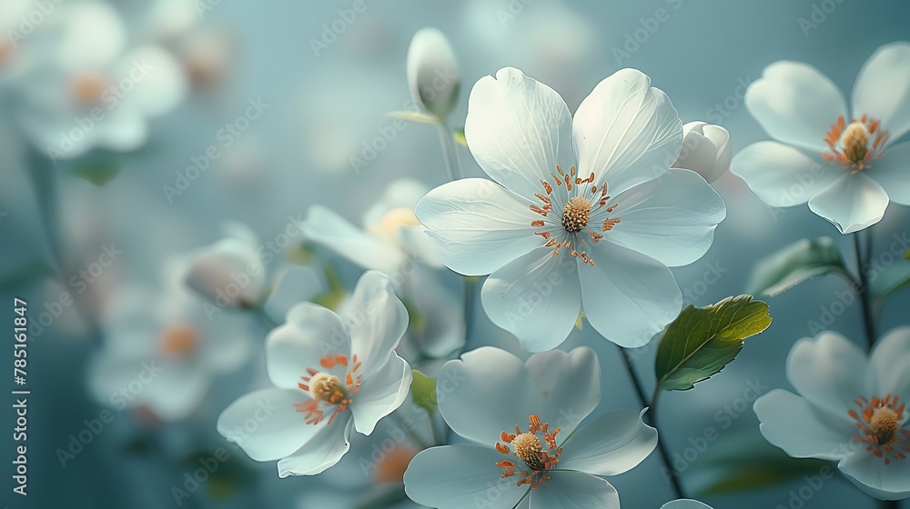 flowers and plants on a minimalist white background, captured in ...