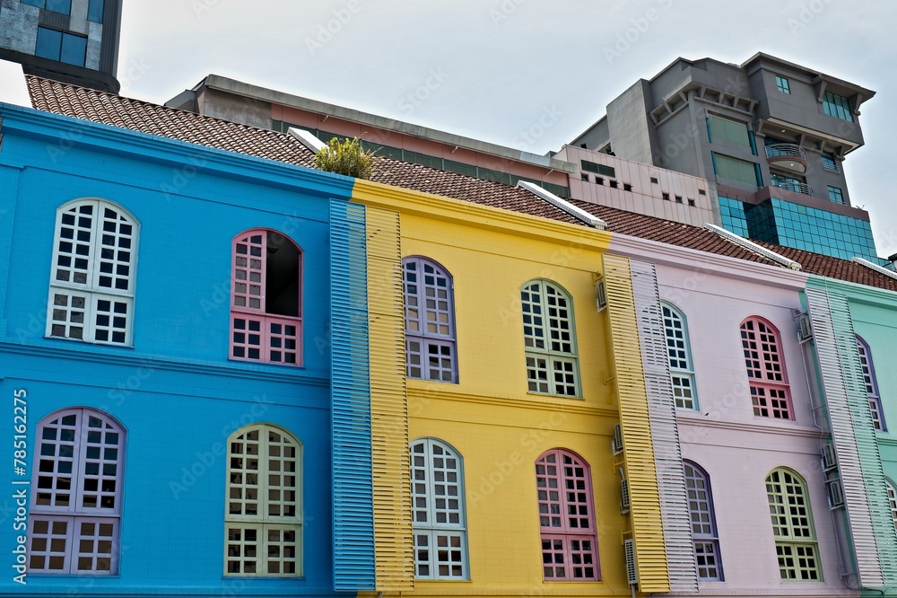 View of houses in Jalan Roberts street, in Bandar Seri Begawan, the ...