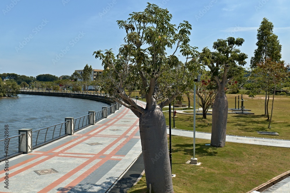 View on Taman Mahkota Jubli Emas public park and Sungai Kedayan river ...