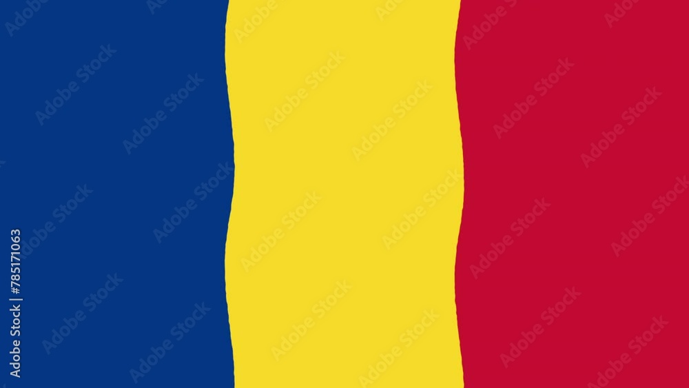 Stylized Cartoon Waving Flag of Romania, Animated Background in Hand ...