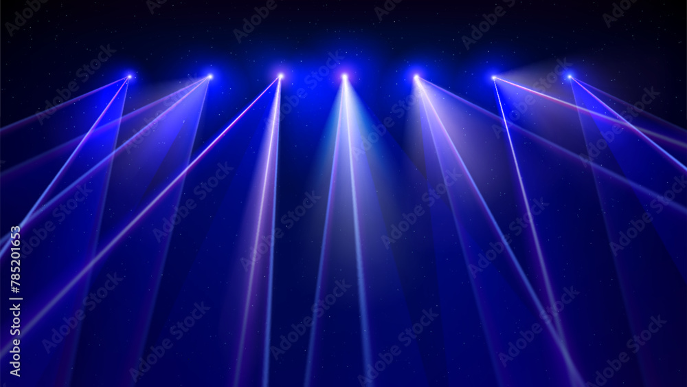 Laser light show. Bright led laser beams, dj light party. Illuminated ...