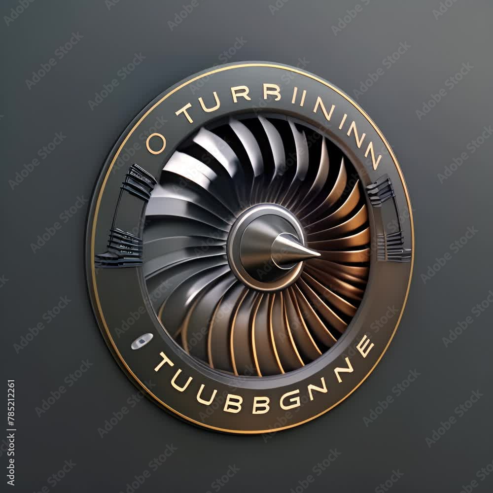 A logo for TURBINE featuring a jet engine with a dark background ...