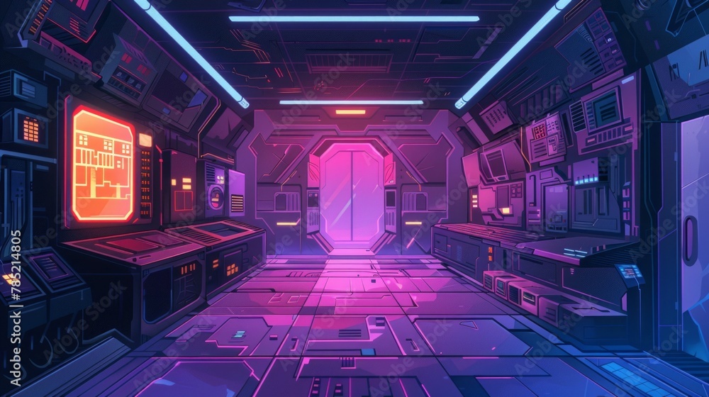 Retro background, neon glow light lines design on perspective floor, 3d ...