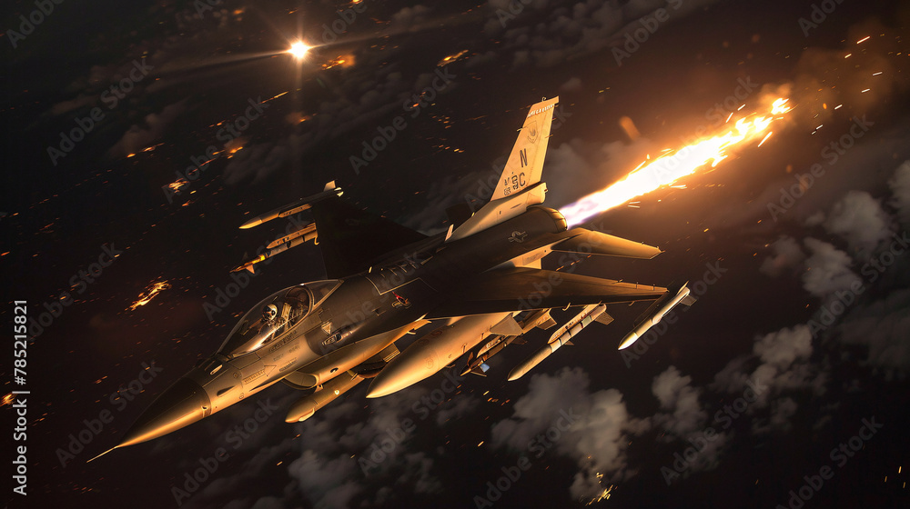 Formation of Fighter Jets in Aerial Maneuver F-16 Fighter Jet Releasing ...