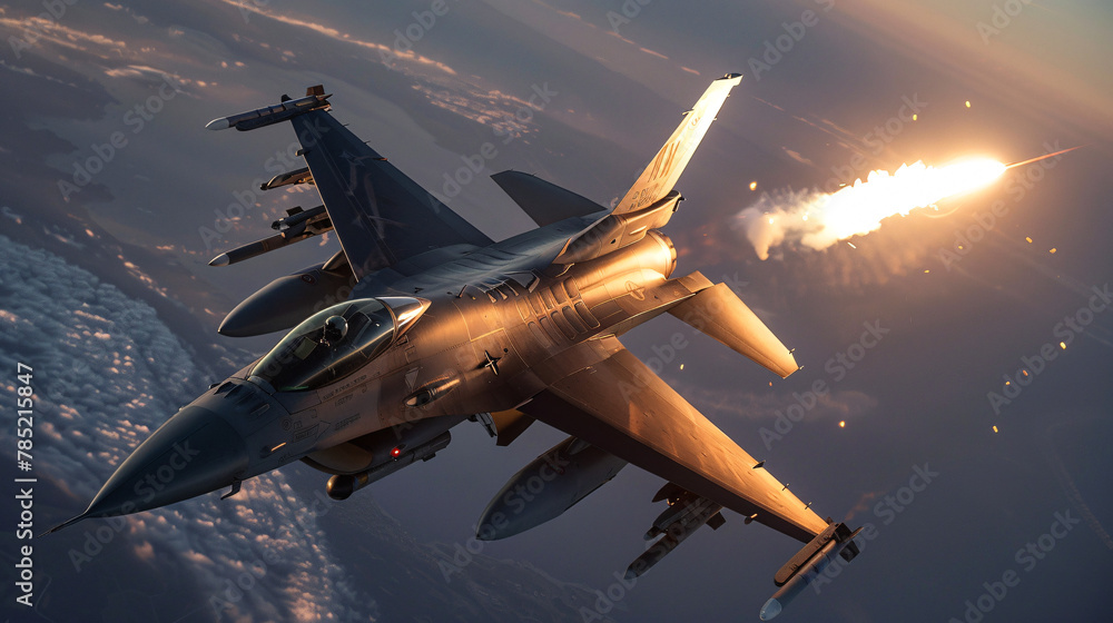 Formation of Fighter Jets in Aerial Maneuver F-16 Fighter Jet Releasing ...