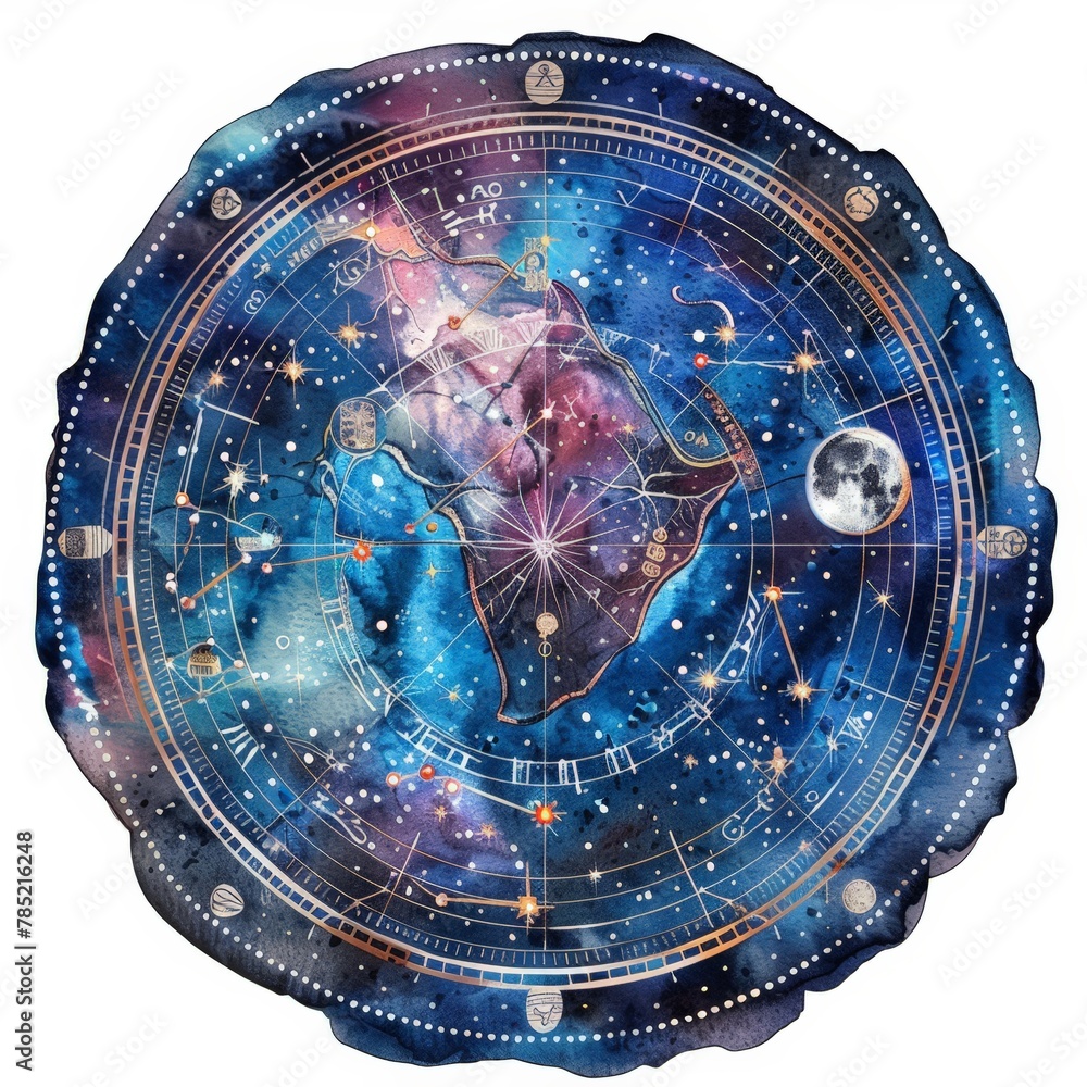 Watercolor Celestial Star Chart with Planets Clipart,A mystical ...