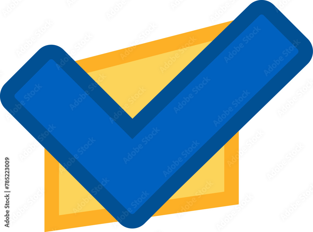 Check mark tick icon. Confirmation message, business process stroked ...