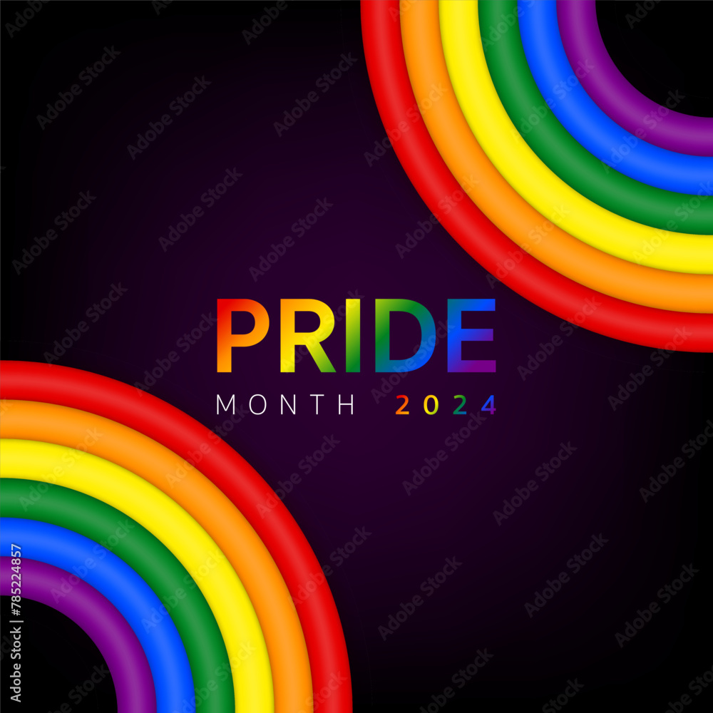3d Pride month background 2024 banner template, Logo LGBT, LGBTQ ...