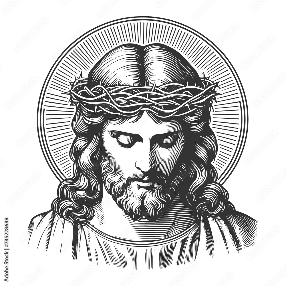 Jesus Christ bible religious christian character sketch engraving ...
